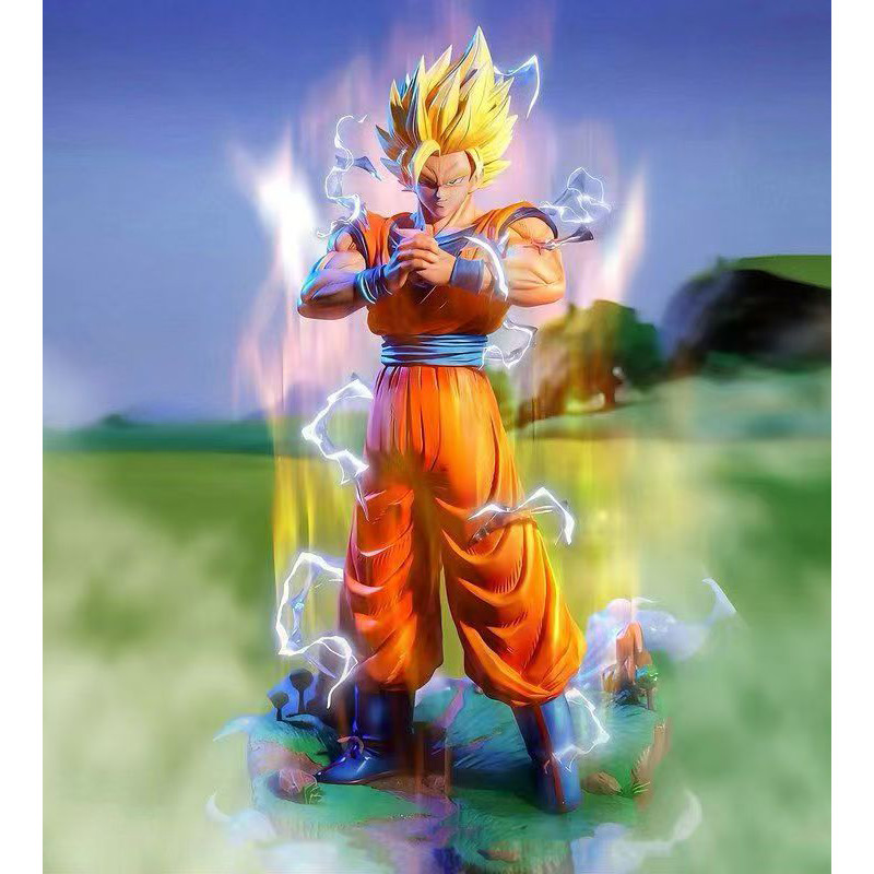 Anime Dragon Ball Z Super Saiyan 2 Goku Figure Hold Fist Salute Model ...