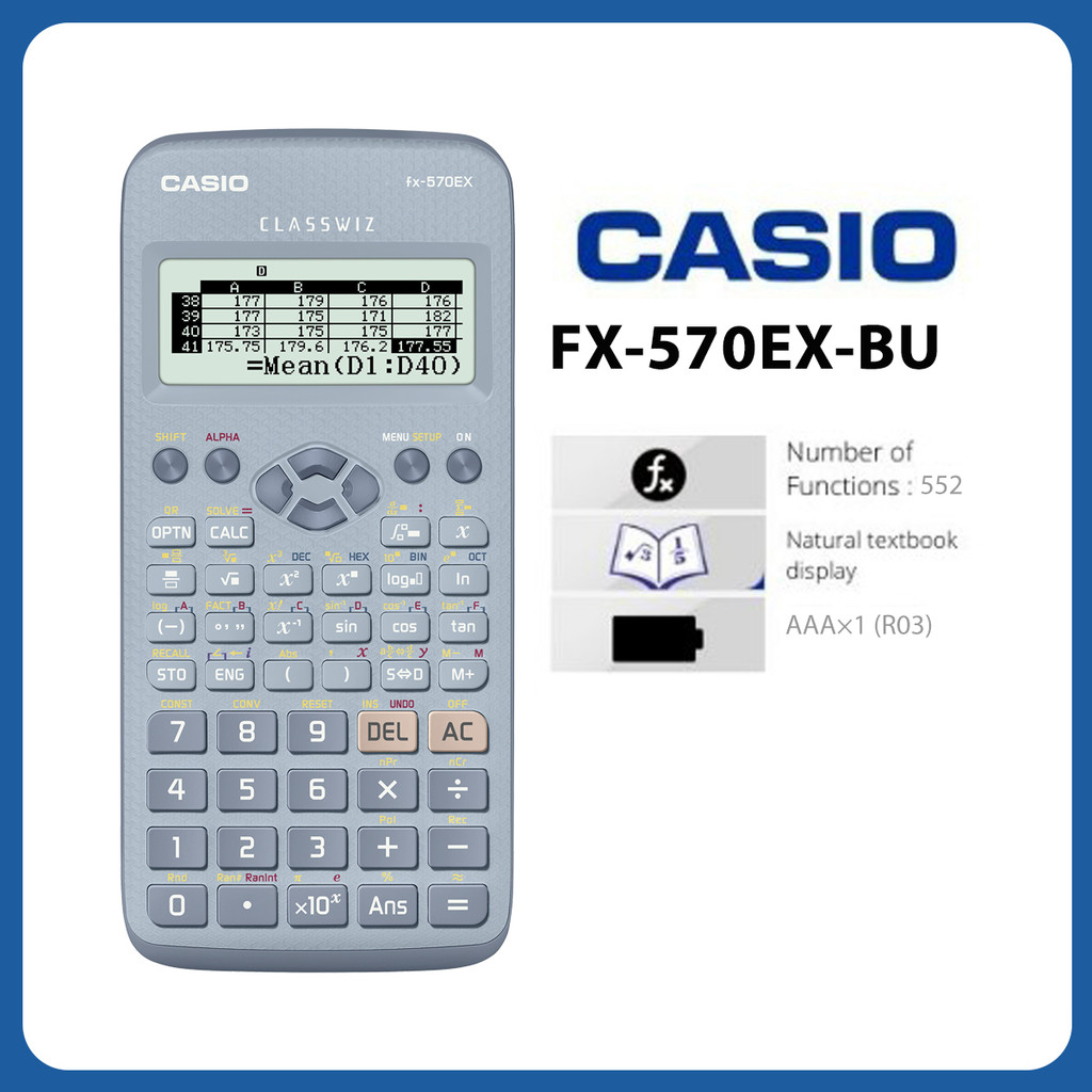 Casio FX-570EX Blue Scientific Calculator High Performance Function ...
