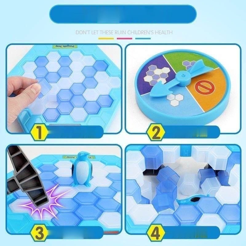Ice Breaker Penguin Family Toys Table Game Smashing Desktop Cube Block ...