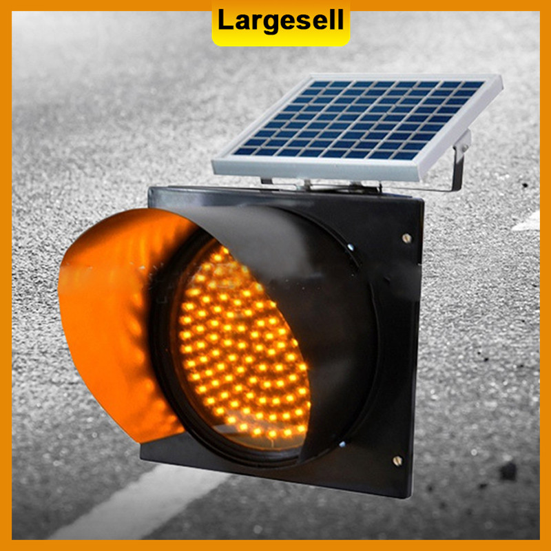 Solar LED Traffic Signal Light Wireless Solar Powered Yellow Flashing ...