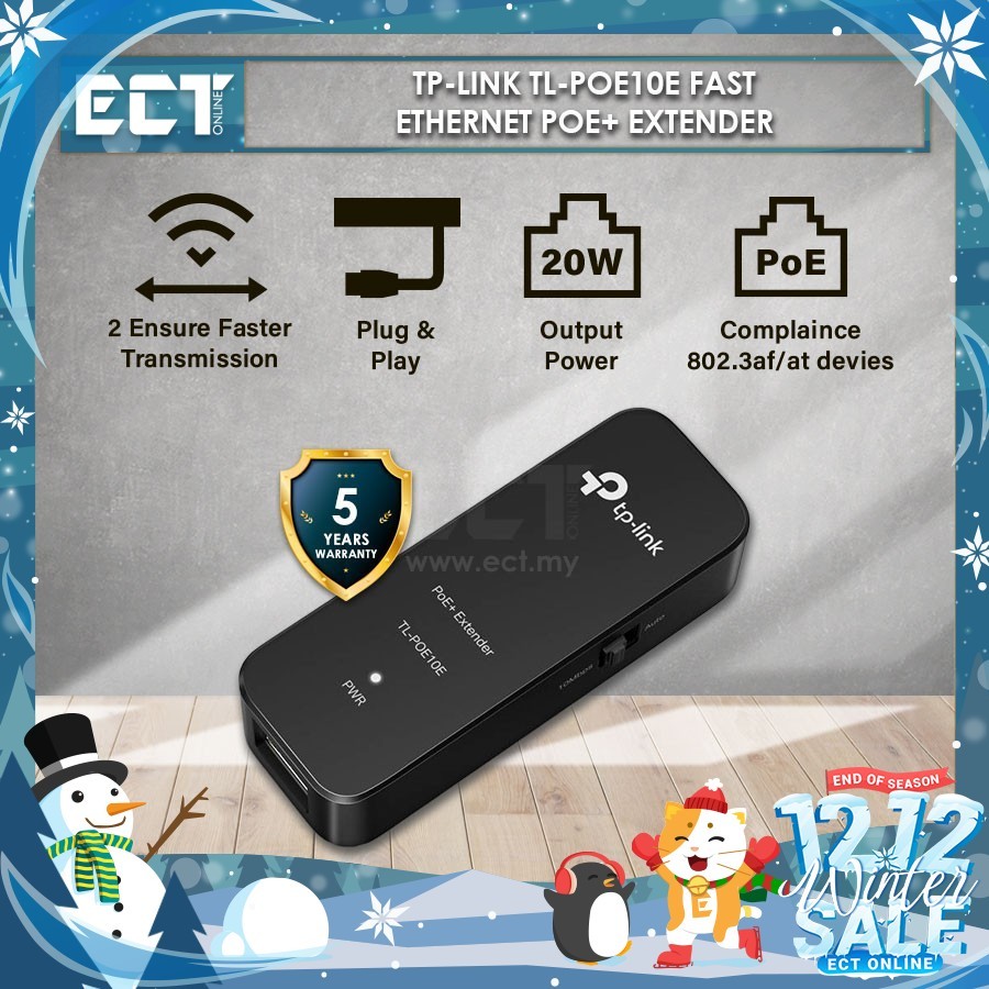 TP-Link TL-POE10E Fast Ethernet PoE+ Extender with Dual 10/100Mbps ...