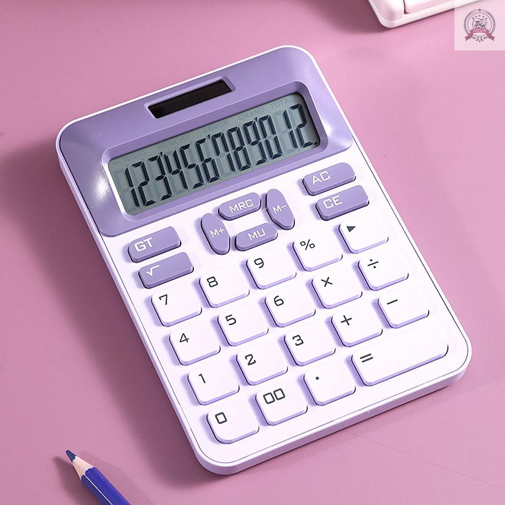 Mechanical Calculator 12 Digit Large Solar Power and LCD Display Big ...