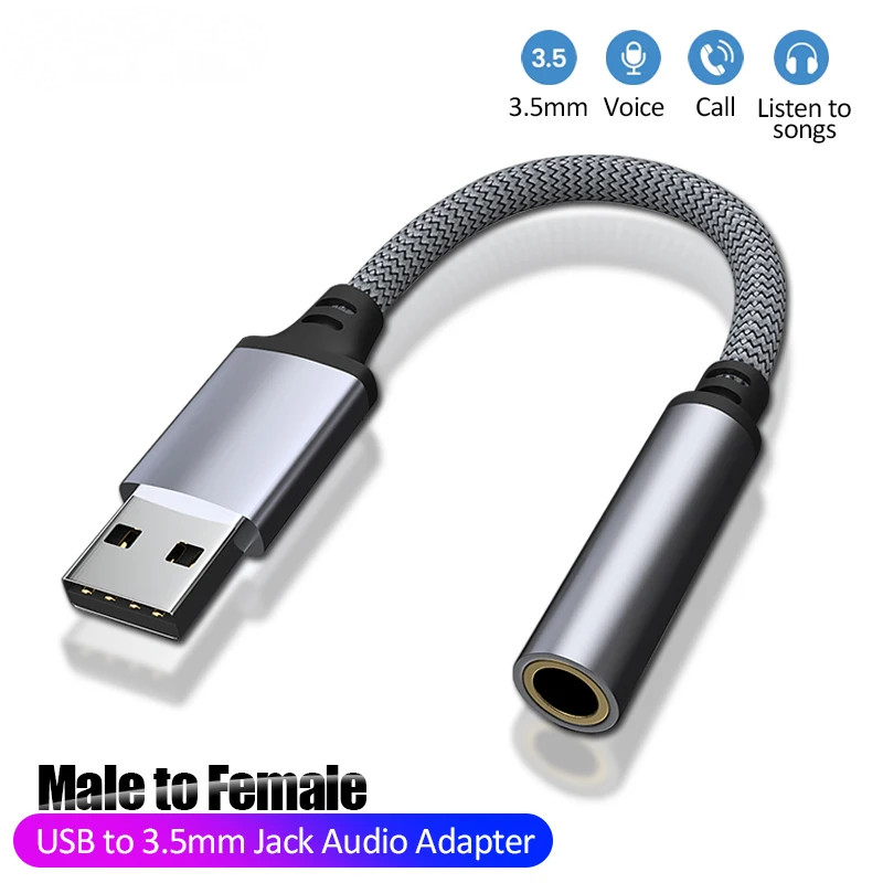 USB External Sound Card 3.5 mm Jack Female Audio Adapter Headphone ...