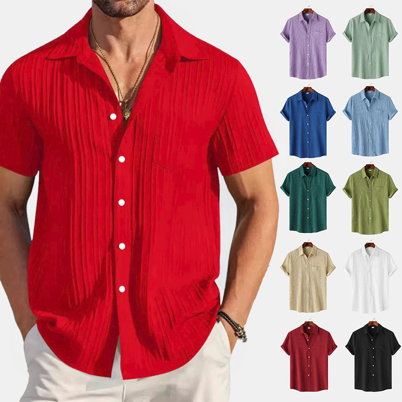 Men's Quality Special Texture Aesthetic Simple Casual Loose Collar ...