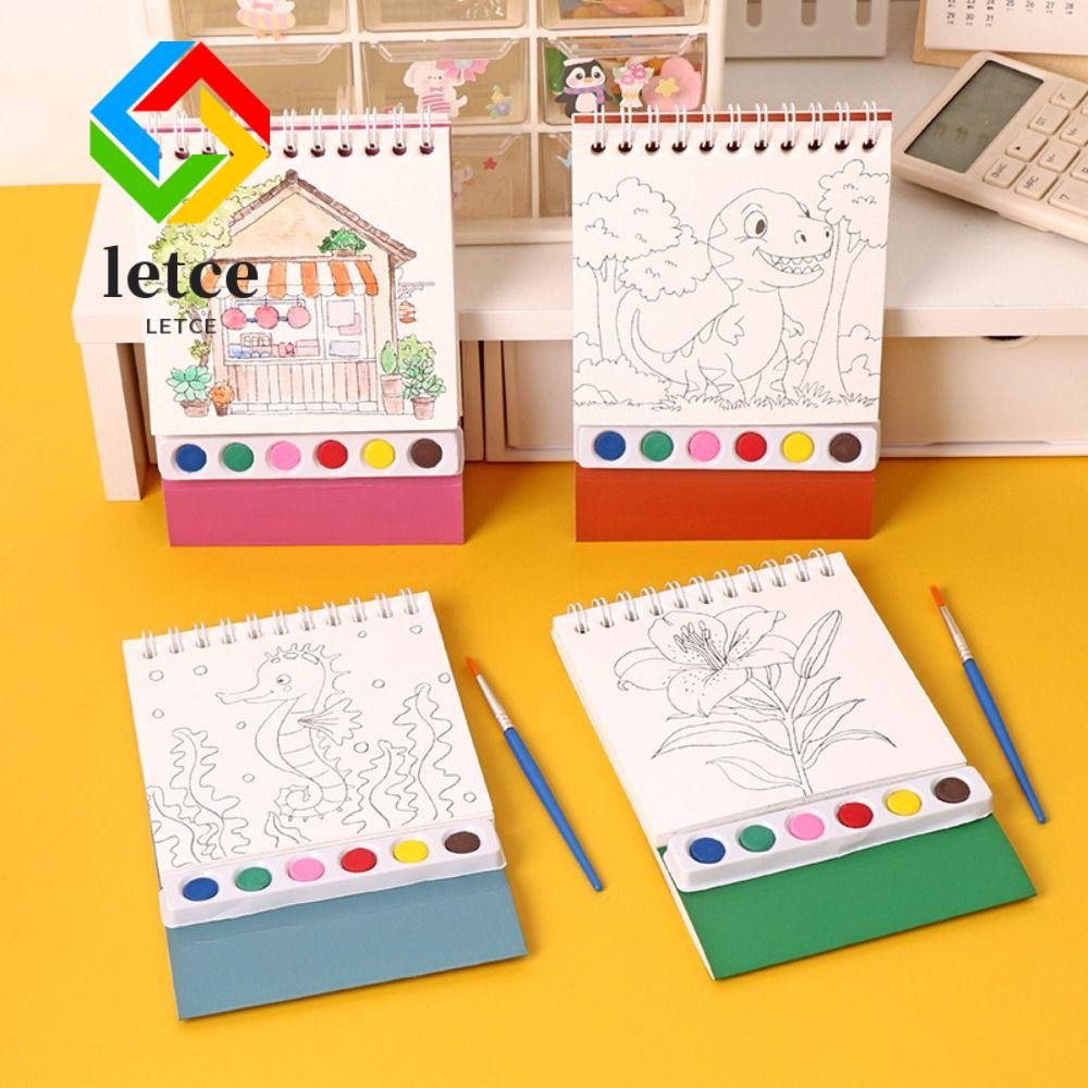 LETCE Coloring Book, House DIY Watercolor Painting Set, Portable 6 ...