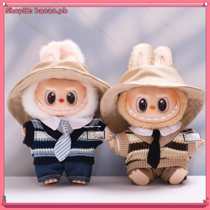 15cm 17cm labubu clothes|Brown school uniform suit, cap, white shoes ...