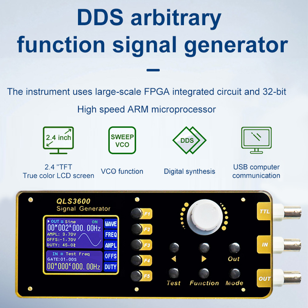 Pcbfun QLS3600S 2.4-inch TFT Display Arbitrary Wave DDS Function Signal ...