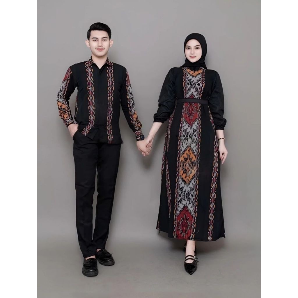 COUPLE WOVEN CLOTHES - BELVIA BLACK COUPLE DRESS - WOMEN'S COUPLE EID ...