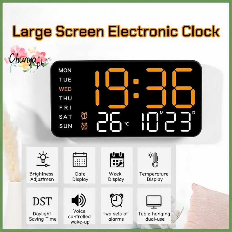 Electronic Wall Clock Multi-functional Digital LED Clocks Date Calendar ...
