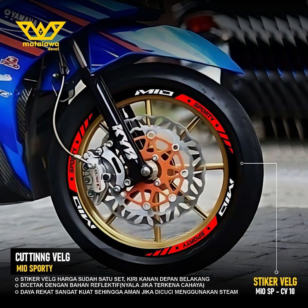 Yamaha Mio Sporty Wheel Sticker Rim Cutting Stickers 2003 2004 2005 ...