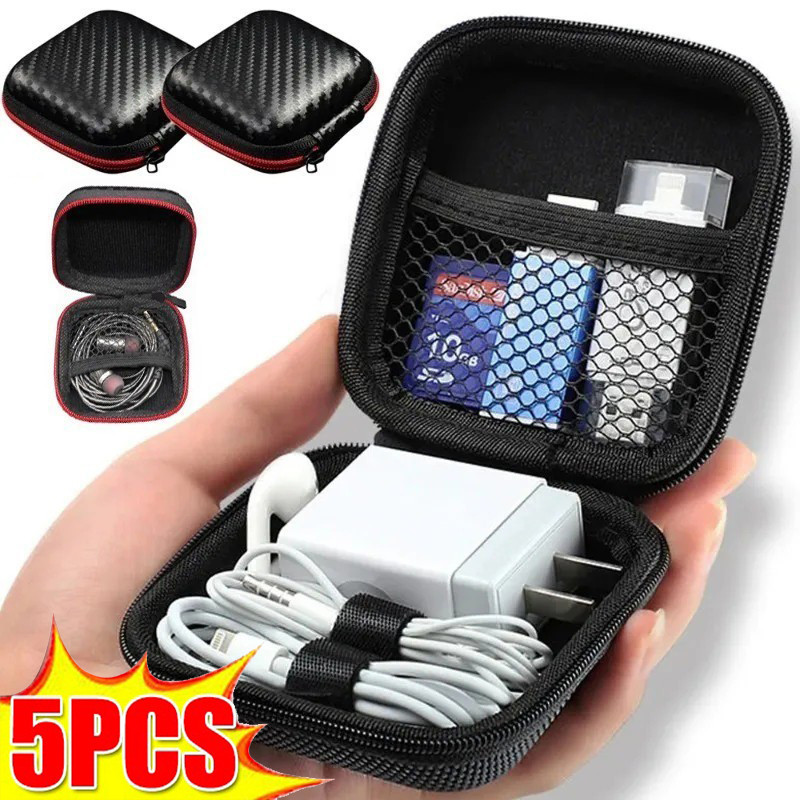 Portable Headset Bag - Mini Zipper Square Headphone Storage Box - EVA ...