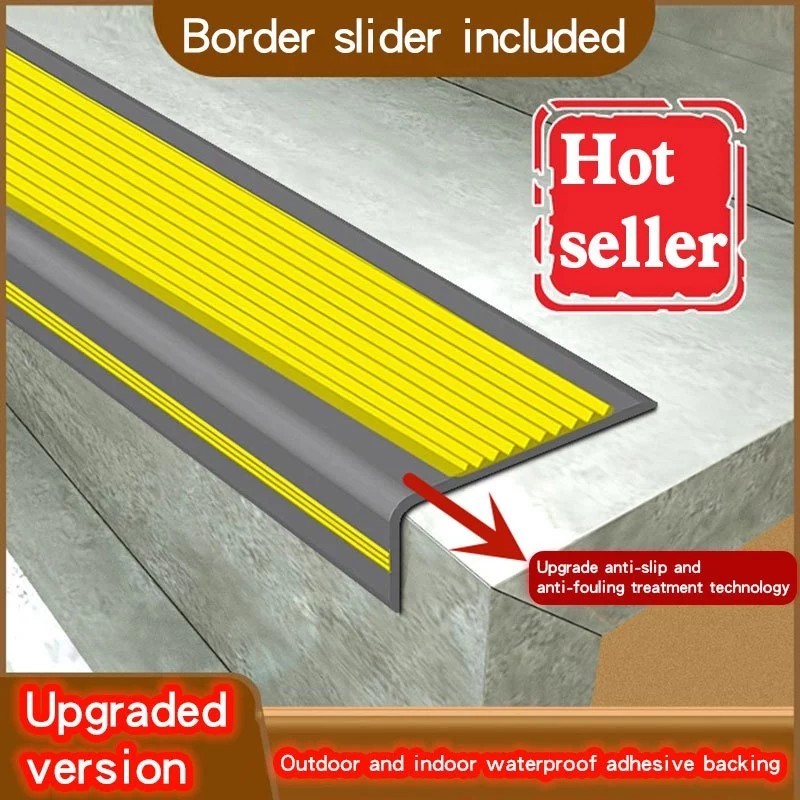 8/24FT L-type PVC Rubber Stair Nosing Self-Adhesive Anti Slip Stair ...