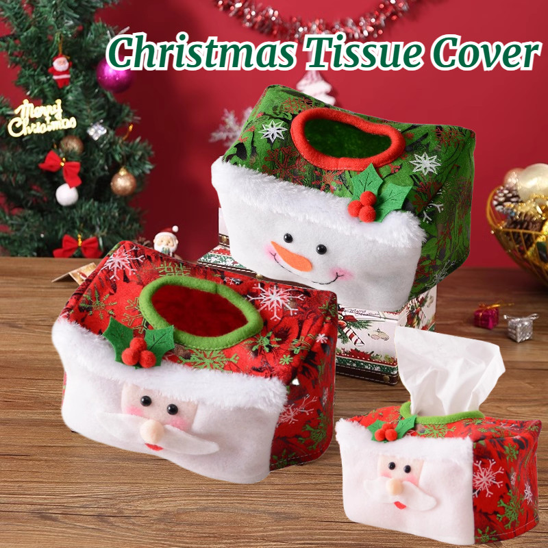 Christmas Tissue Cover Santa Claus Snowman Tissue Storage Box Xmas ...