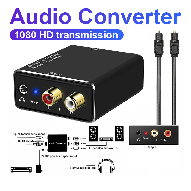 Audio Converter Digital Optical Coaxial Toslink Signal to Analog Audio ...