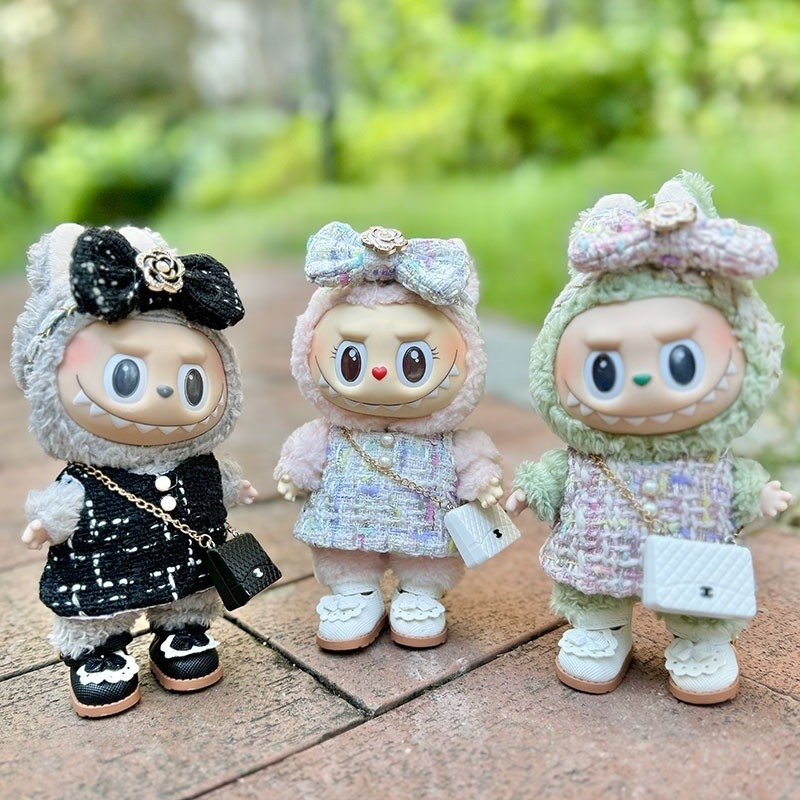 (clothes only)17cm Labubu Macarons V1&V2 Cute Camellia Skirt Set ...