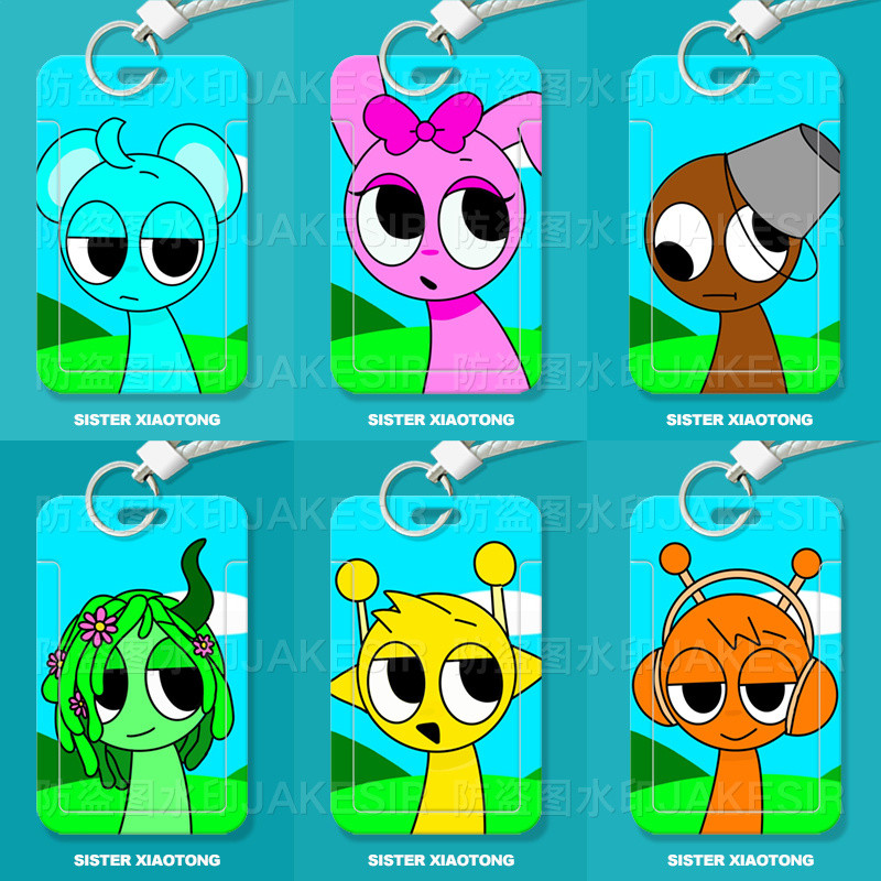 Sprunki Cartoon Student Sliding Card Cover Meal Card Bus Card ID Card ...