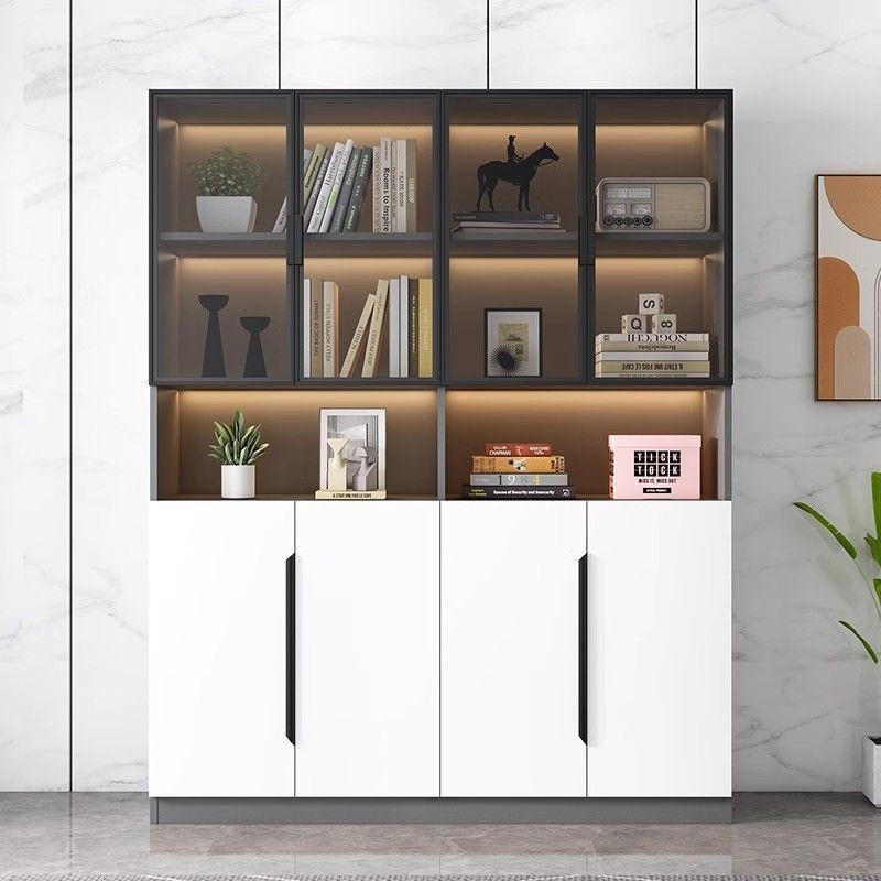 Dust-Proof Bookcase with Glass Door Hand-Made Display Cabinet Light ...