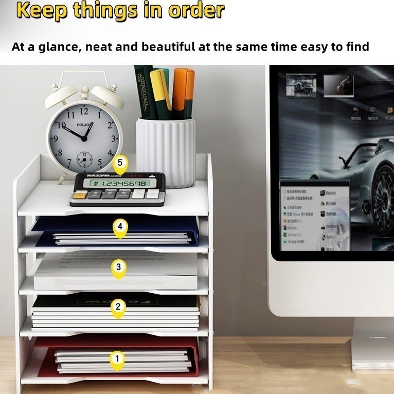 multi-layer Desk Storage Bookshelf Folder Book Office Paper Storage Box ...