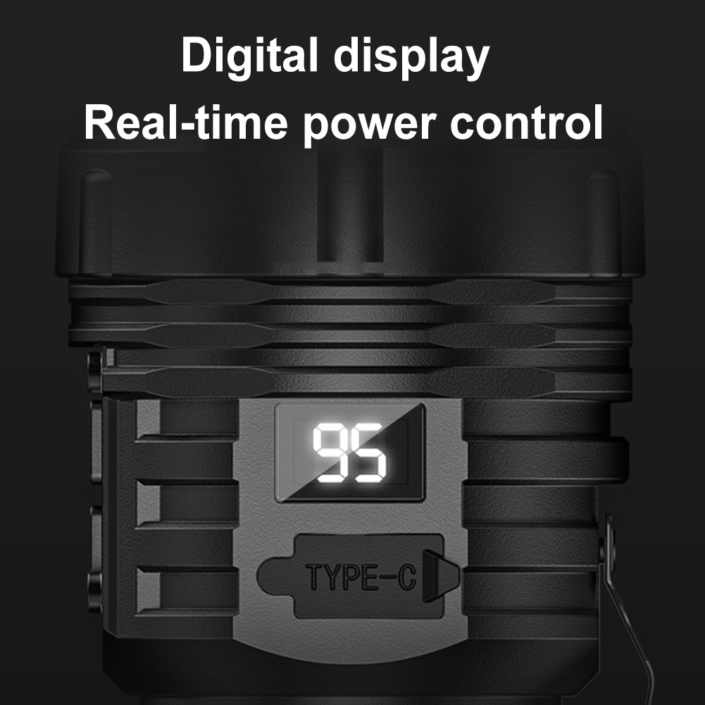 LED Powerful Inspection Flashlight USB Rechargeable Power Display for ...