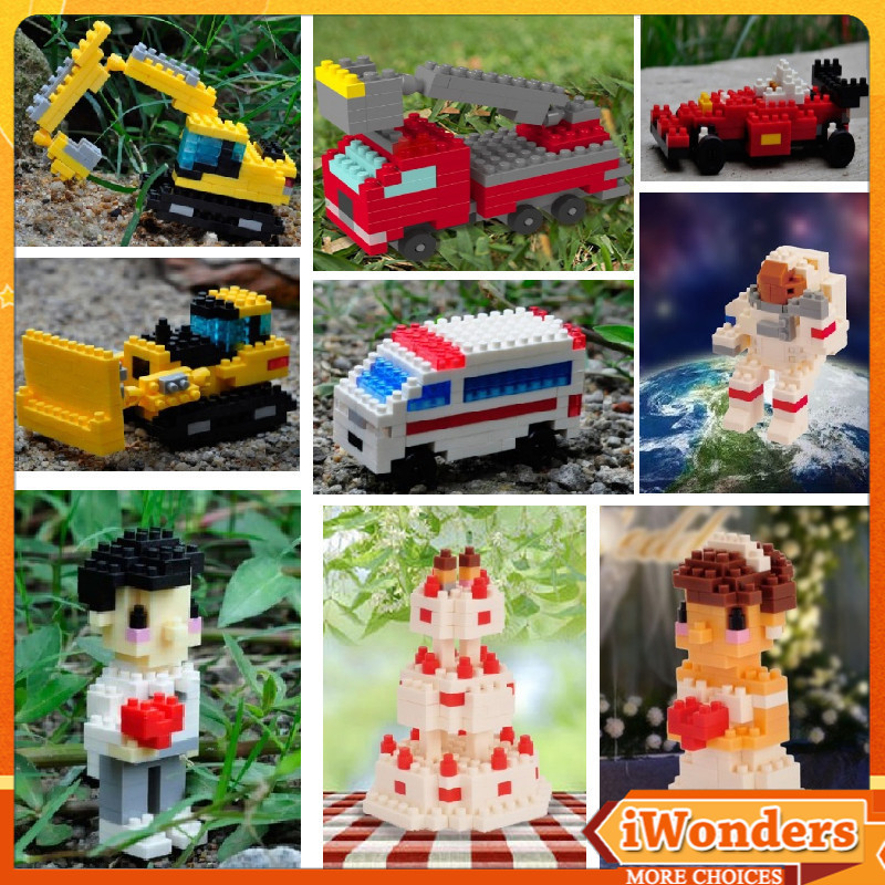 Racing car, tank, excavator, birthday cake Building Blocks Kids DIY ...