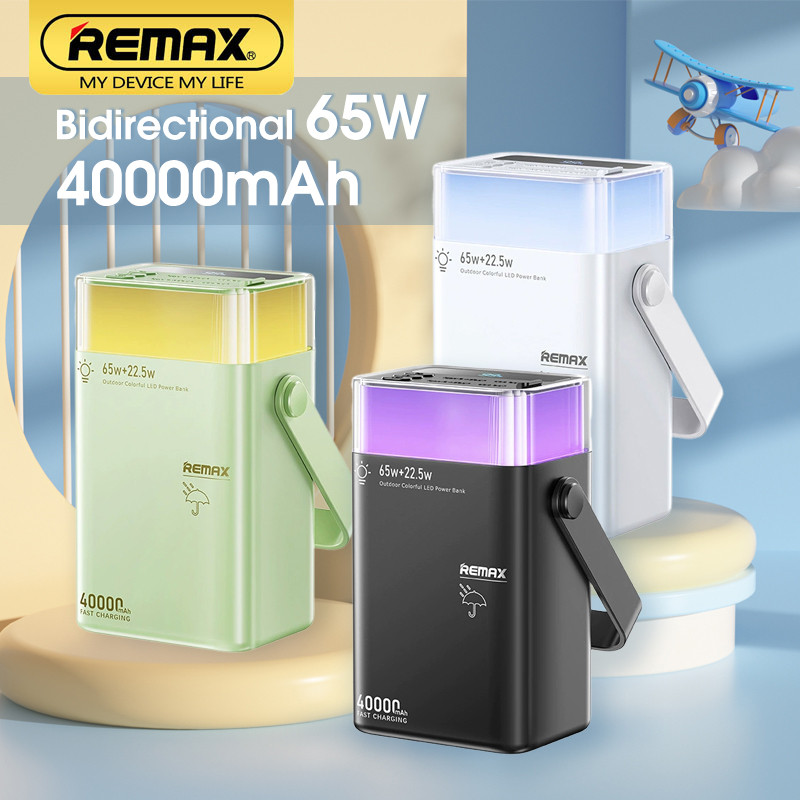 Remax 40000mAh Powerbank Large Capacity 65W+22.5W PD+QC LED Fast ...