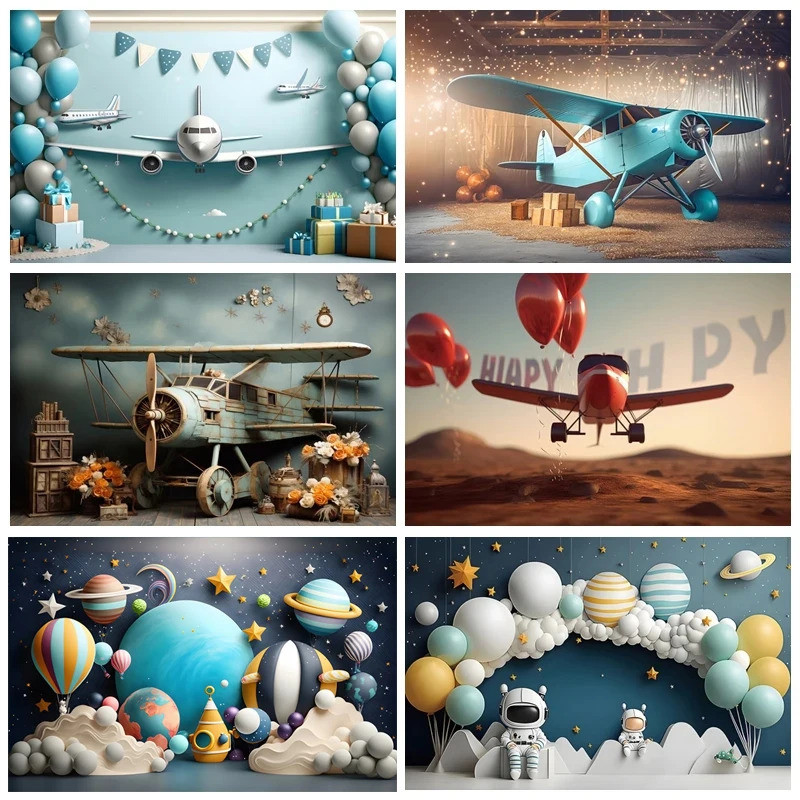 Vintage Plane Theme Hot Air Balloon Backdrop Baby Shower Birthday ...