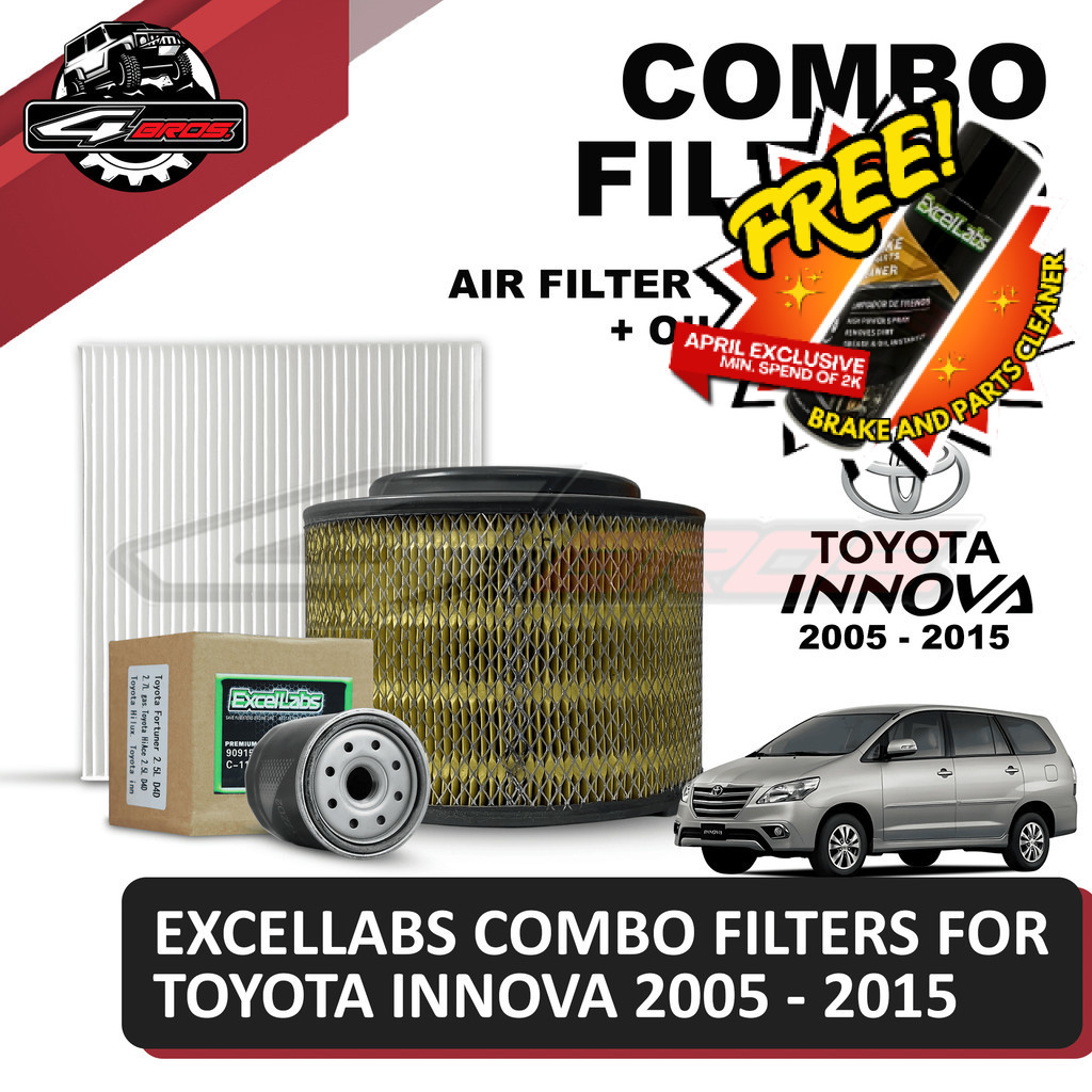 COMBO FILTERS for Toyota Innova 2005 to 2015 - ( Air Filter + Cabin ...