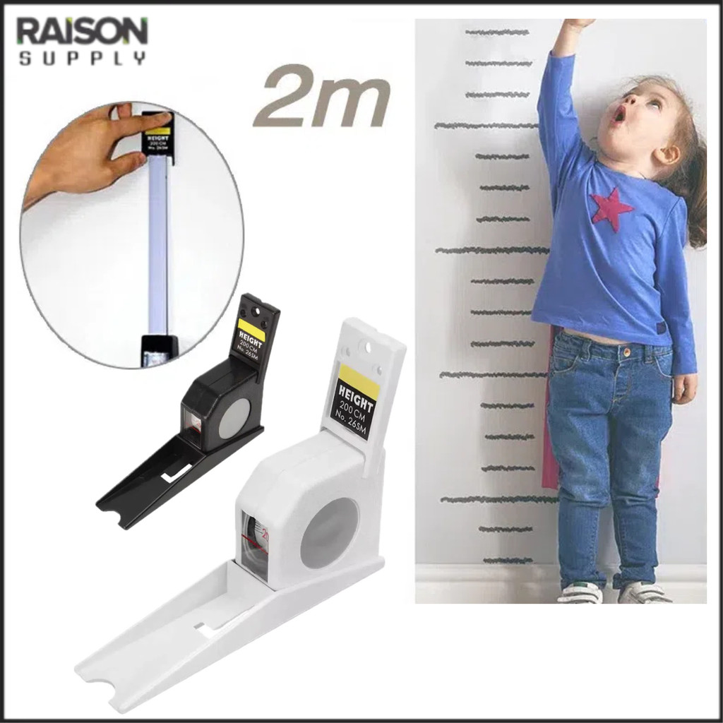 2M/200CM Body Height Rod Wall Mounted Height Meter Roll Ruler Growth ...