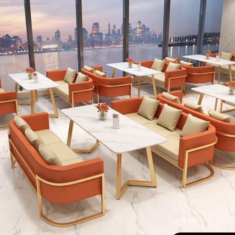 Casual Commercial Combination Booth Rest Area Leather Table and Chairs ...