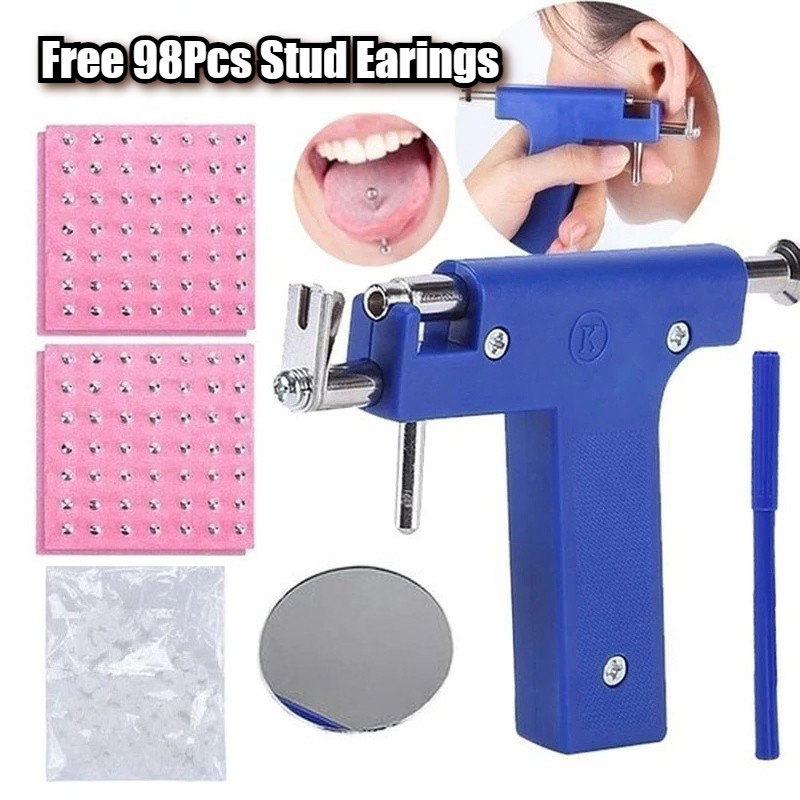Stainless Steel Earring Piercings Gun Tools Set Free 98Pcs Stud Earings ...