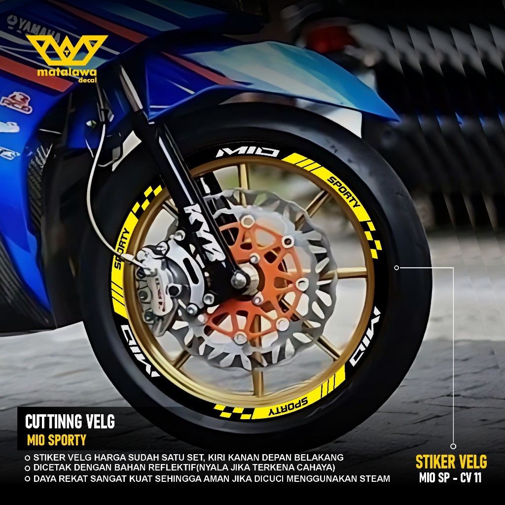 Yamaha Mio Sporty Wheel Sticker Rim Cutting Stickers 2003 2004 2005 ...