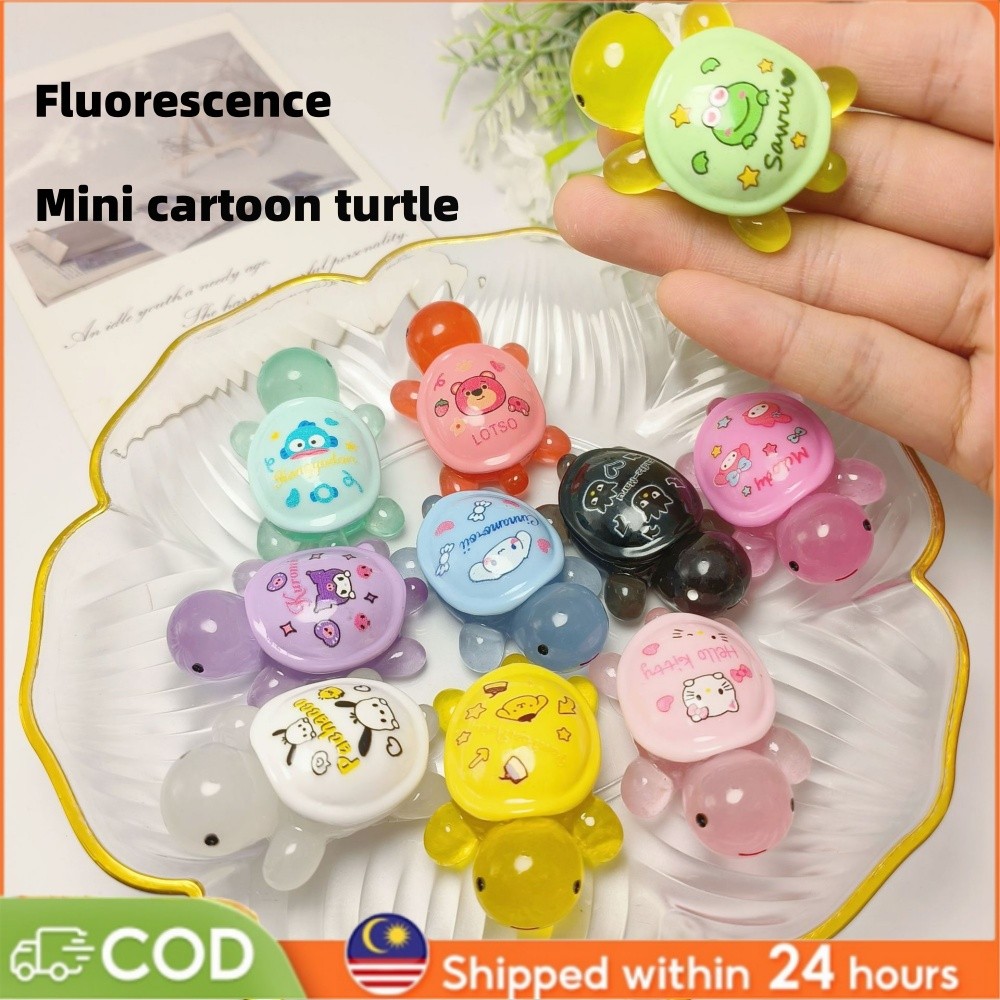 10PCS Sanrio Mini Turtle Glow-in-the-Dark Colorful Cute Cartoon Resin ...