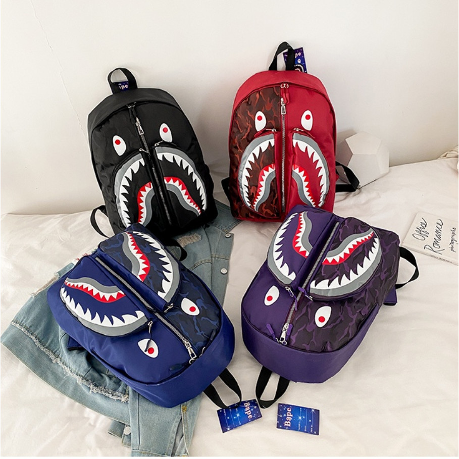 A Bathing Ape Camouflage Large-Capacity Shark Backpack Male Leisure ...