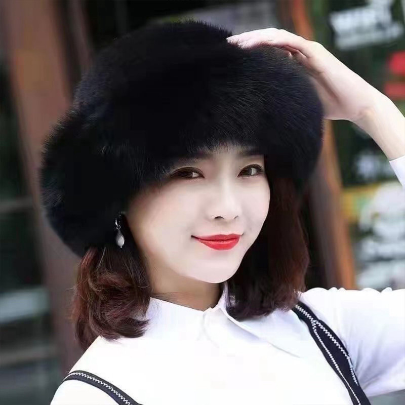 Jenanral Luxury Faux Fox Fur Beanie - Warm Winter Hat Earmuffs ...