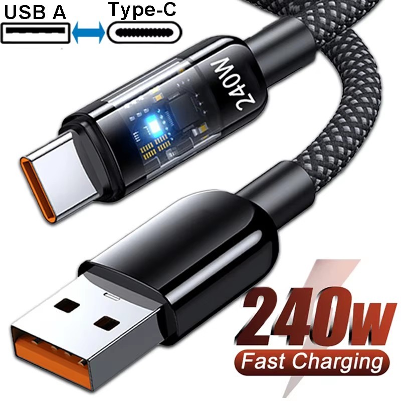 LED Digital Display 240W USB-A To USB C Braided Rope Cable - Quick ...