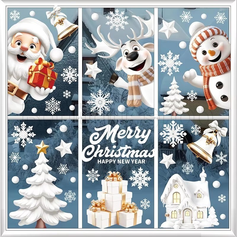 [ Featured ] Christmas Window Stickers - Santa Claus Snowflake Sticker ...