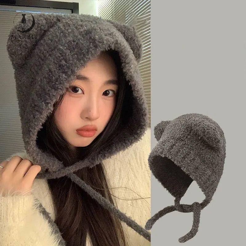 Marbit Autumn And Winter Cute Bear Plush Hat Women's Fashionable Warm ...