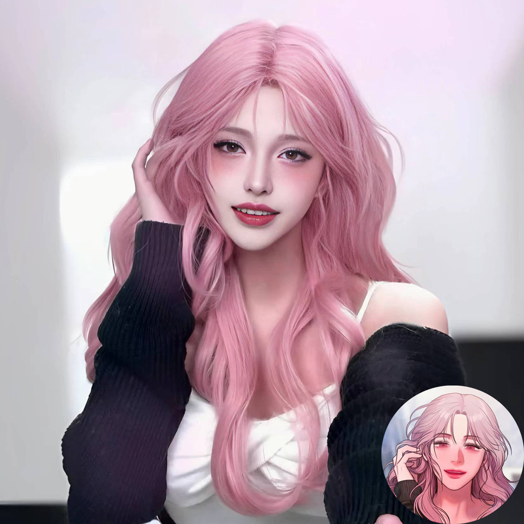 long curly hair wig for woman full head Bad Thinking Diary cosplay wig ...