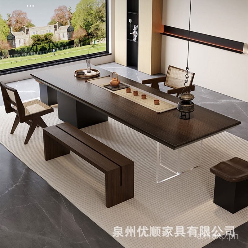 Silent Style Solid Wood Large Board Table-Chair Set Living Room Home ...