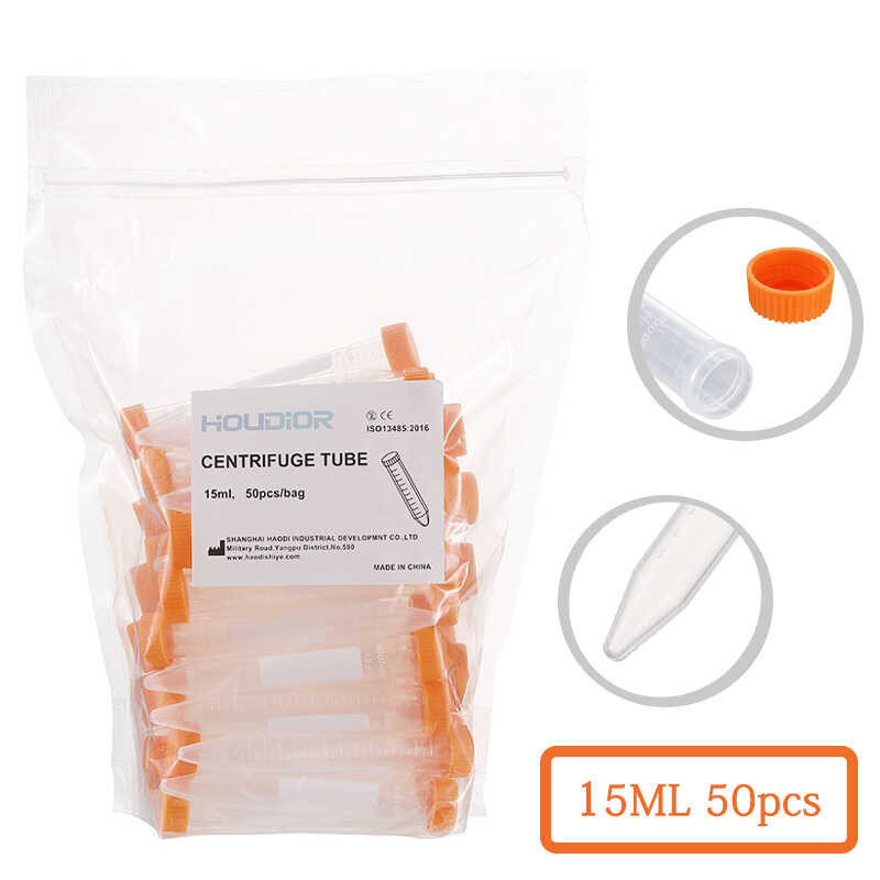 50Pcs 15Ml Plastic Centrifuge Tube Clear Micro Conical Bottom ...