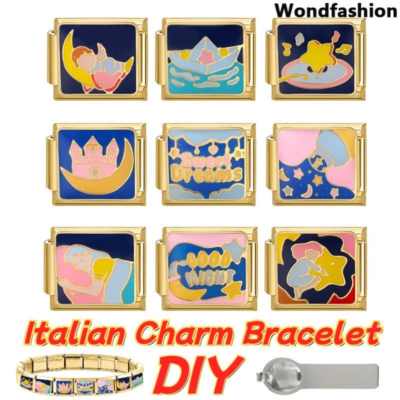Moon Boy Star Girl Italian Charm Bracelet Fit 9mm Stainless Steel ...