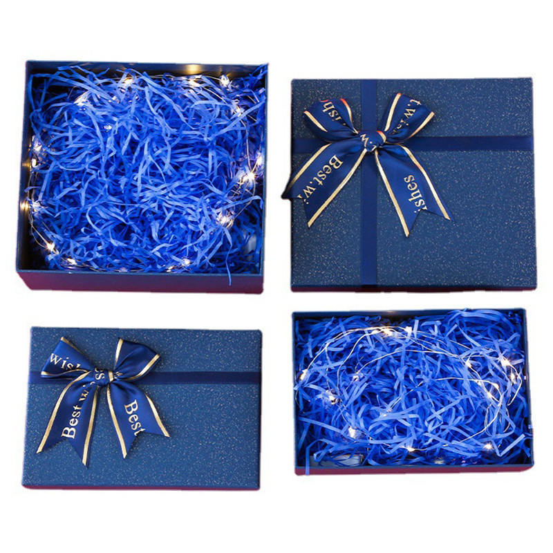 [GOI] Rectangular Blue Packing Box With Bow Gift Box Creative DIY ...