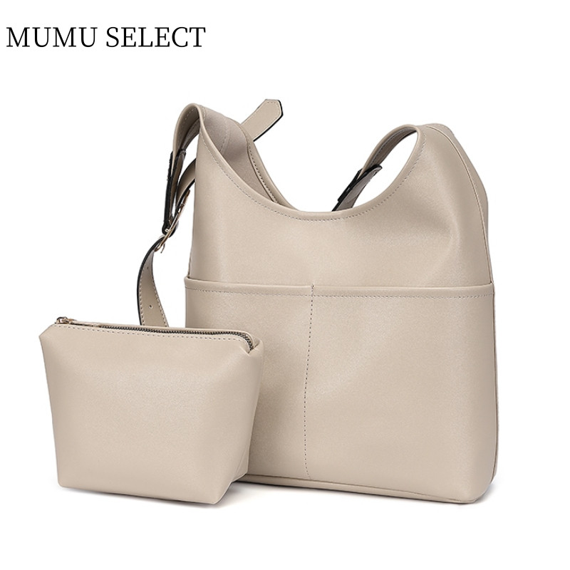 【Mumu Select】M395 Simple 2in1 Women Shoulder Bag Leather Large Office ...