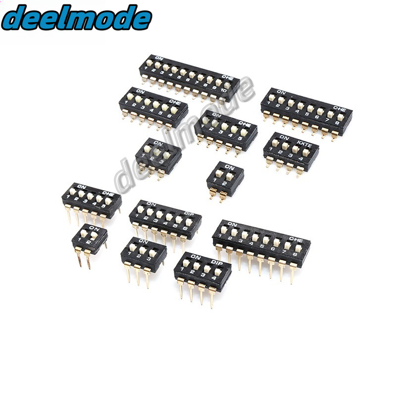 10PCS DIP SMD SMT Slide Type Switch 1P 2P 3P 4P 5P 6P 8P 10P 2.54mm Position Way DIP Black Pitch ...