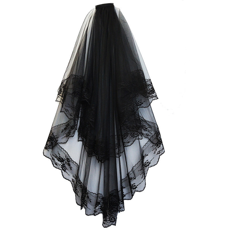 Veil Black veil Halloween Ghost Bride Lace Retro Wedding Props Witch ...