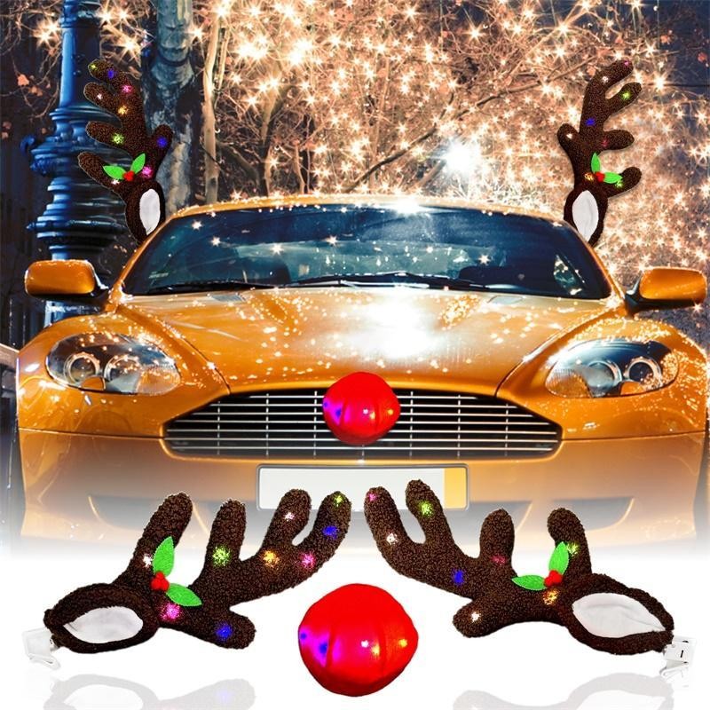 Reindeer Car Kit Creative Reindeer Antlers Nose Kit Cute Vehicle ...