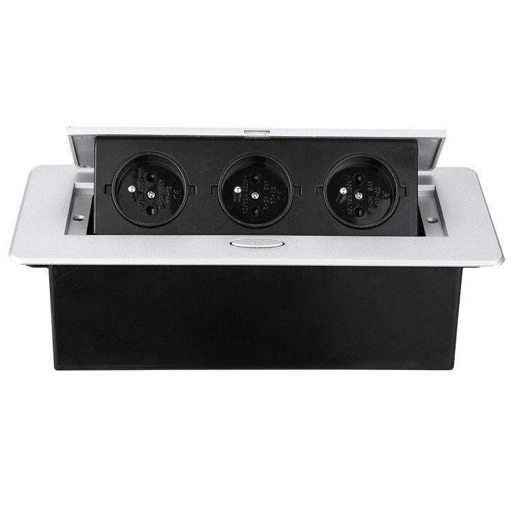 Silver French Standard Desktop Plug Hidden Conference Power Socket ...