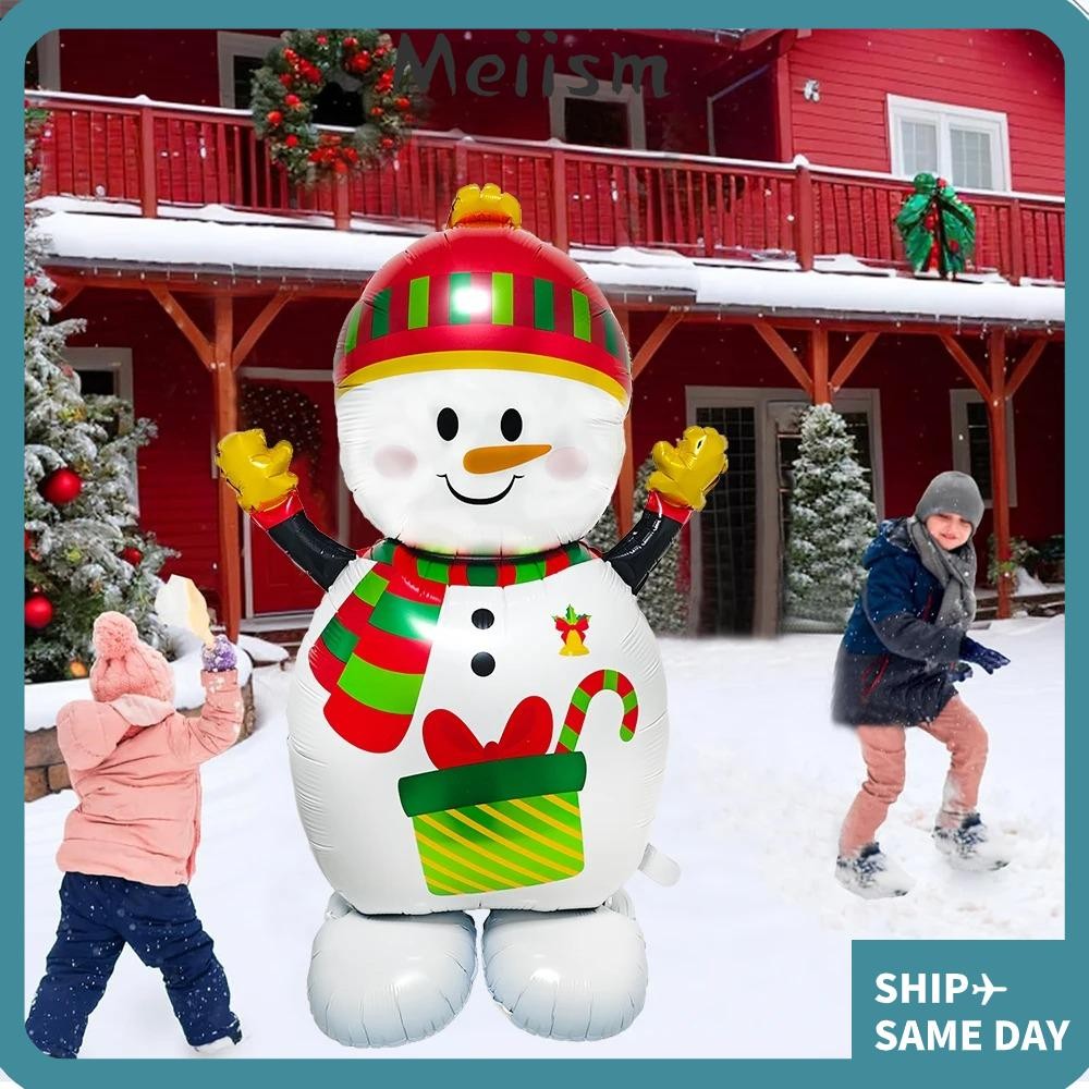 MEIISM Christmas Inflatable Foil Balloons, Giant Santa Claus Stand By ...
