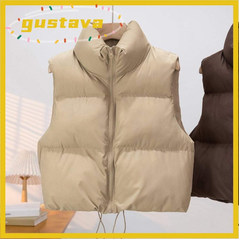 GUSTAVA Women's Down Vest, Cotton Stand-up Collar Sleeveless Quilted ...