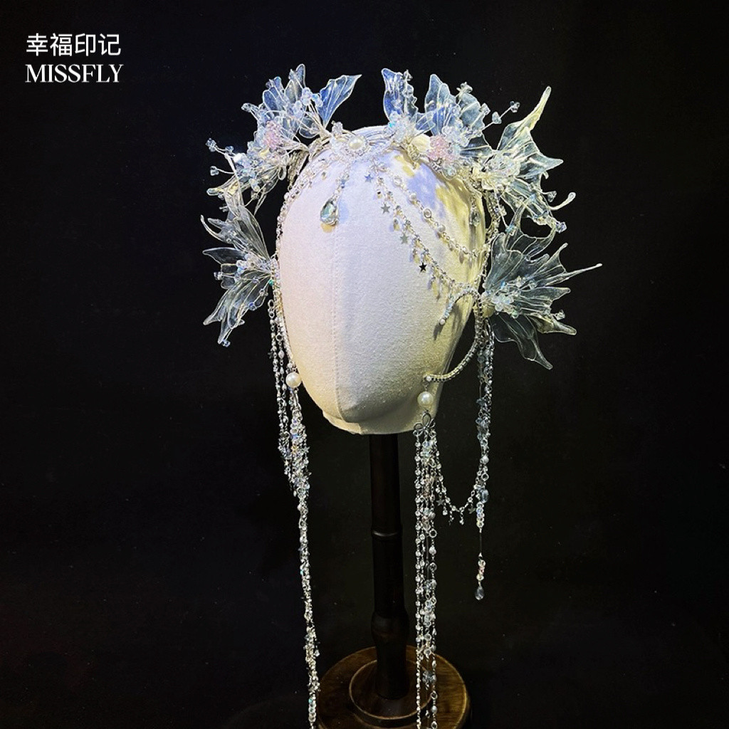 Mermaid Princess Headdress Tassel Forehead Chain Crown Elf Ear Hook ...